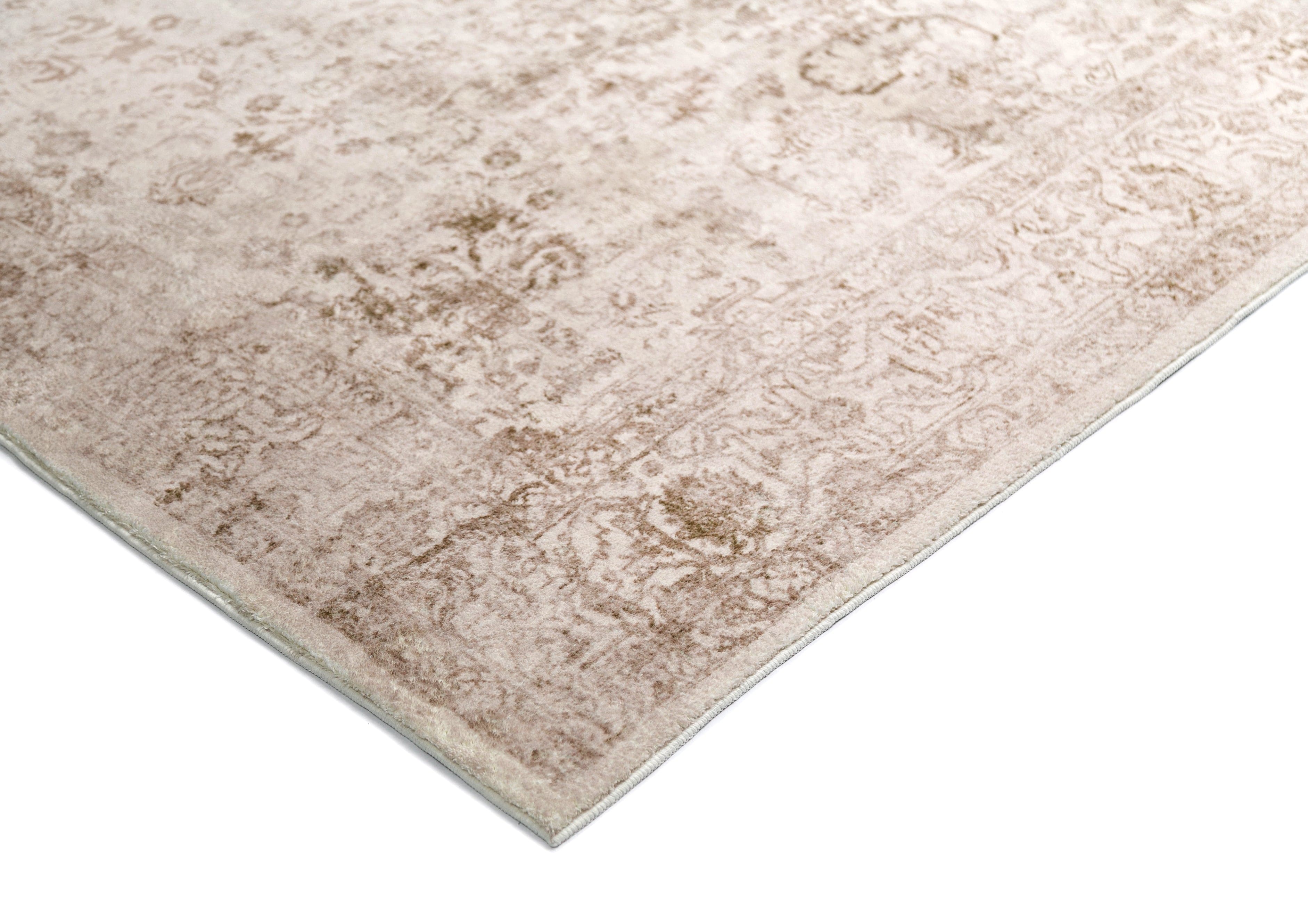 Mabay Beige Floral Medallion Washable Rug